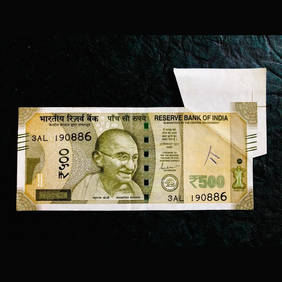 Rs 500 India Banknote Error Misprint MASSIVE Extra Paper Butterfly Gem ...
