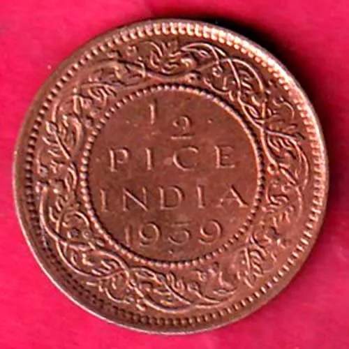 British India 1939 George Vi King Half Pice Copper Coin sk 1575