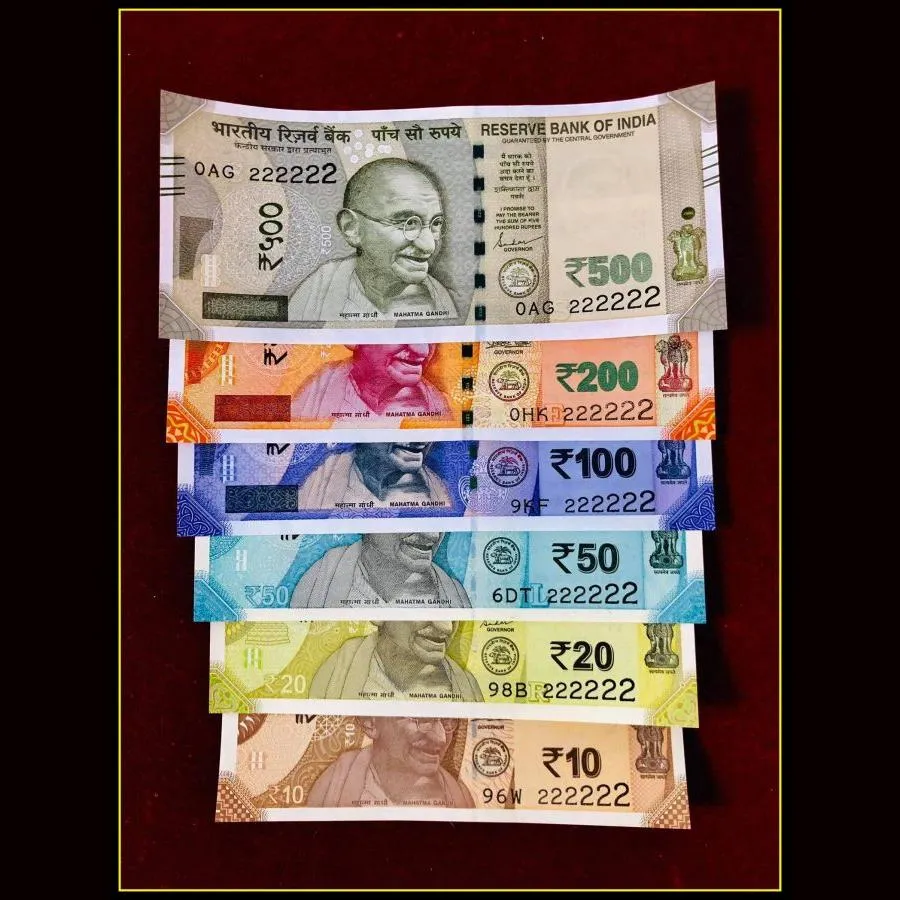 Rs 10 to 500 FANCY Solid INDIA Banknote set 222222 GEM UNC Unique set