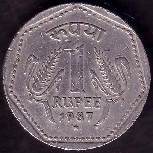 Buy Republic India 1987 Hyderabad Mint One Rupee Coin ANH3427 from Sikkaji